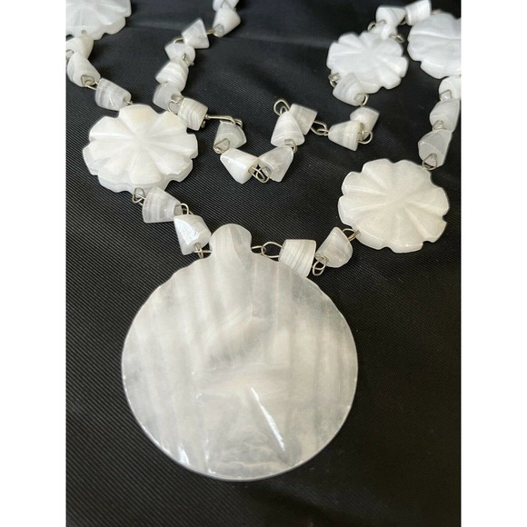 Unbranded | Jewelry | Vintage Carved Alabaster Pendant Necklace Aztec ...